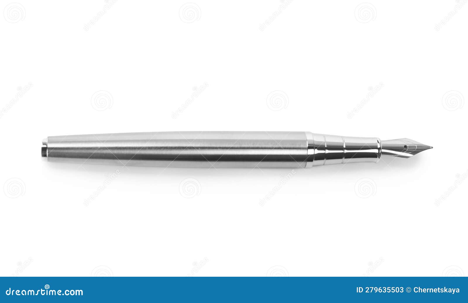 Stylish Silver Fountain Pen Isolated on White Stock Image - Image of ...