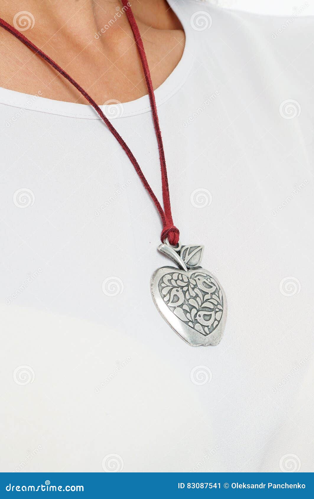 Stylish Silver Necklace on Model Neck. Spring Jewelry Collection Stock ...