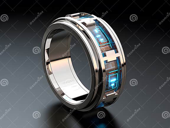 A Stylish Smart Ring Equipped with an Electronic Circuit Stock Photo ...