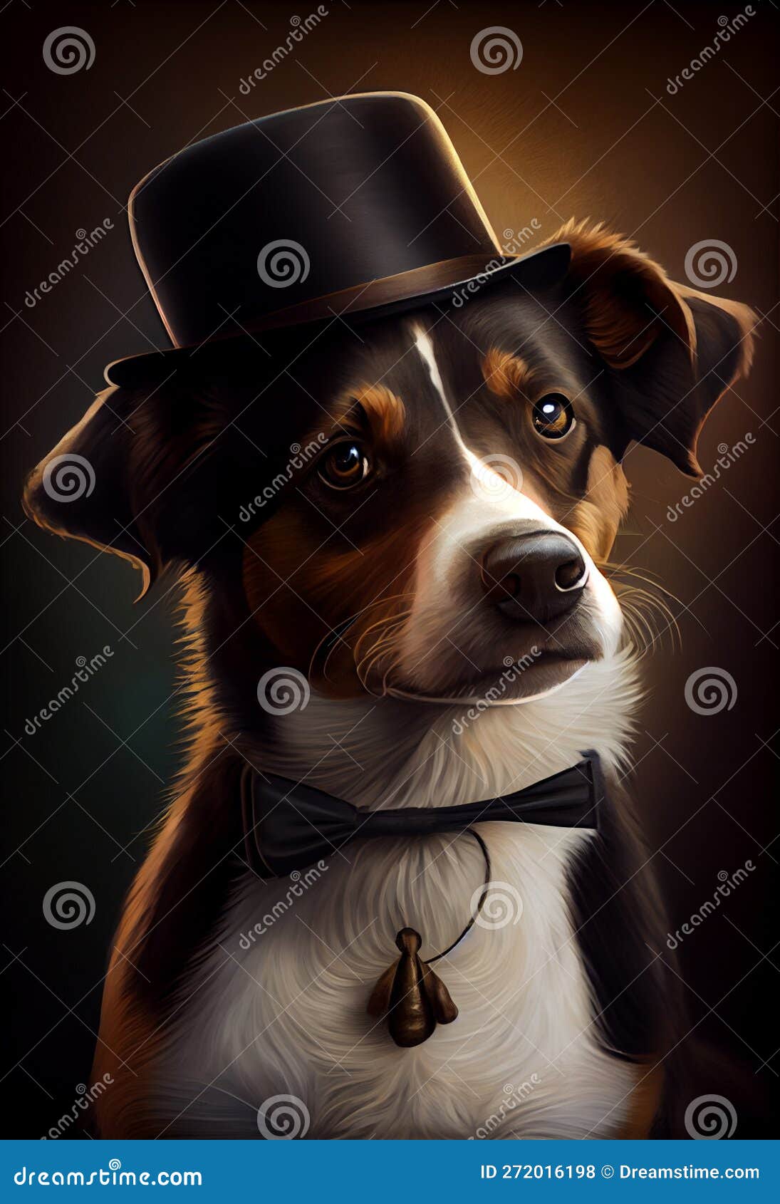 A Stylish Solid Dog in a Tie Poses in the Studio. AI Generated Stock ...