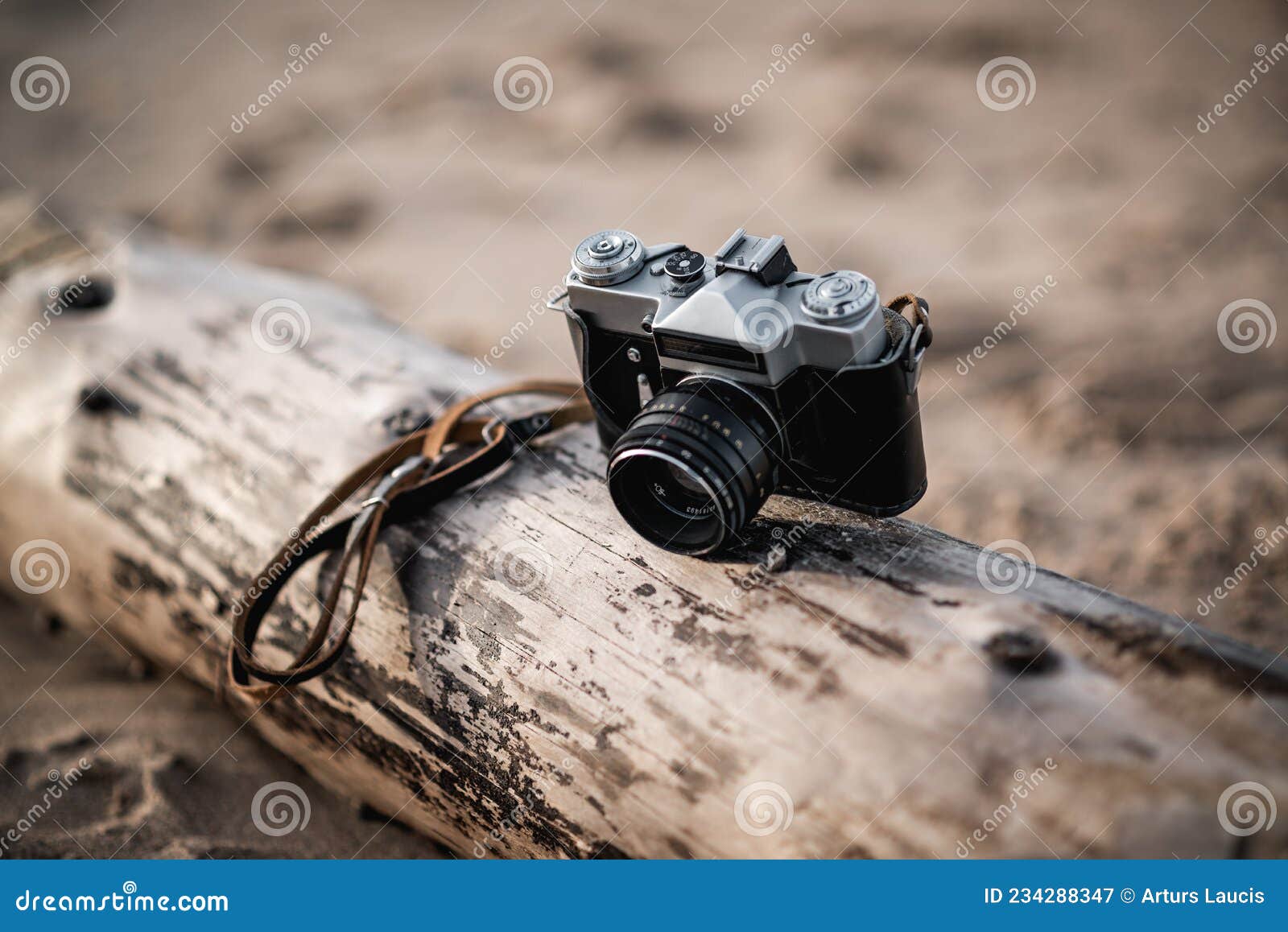 Stylish Vintage Camera at the Beach Stock Image - Image of classic ...