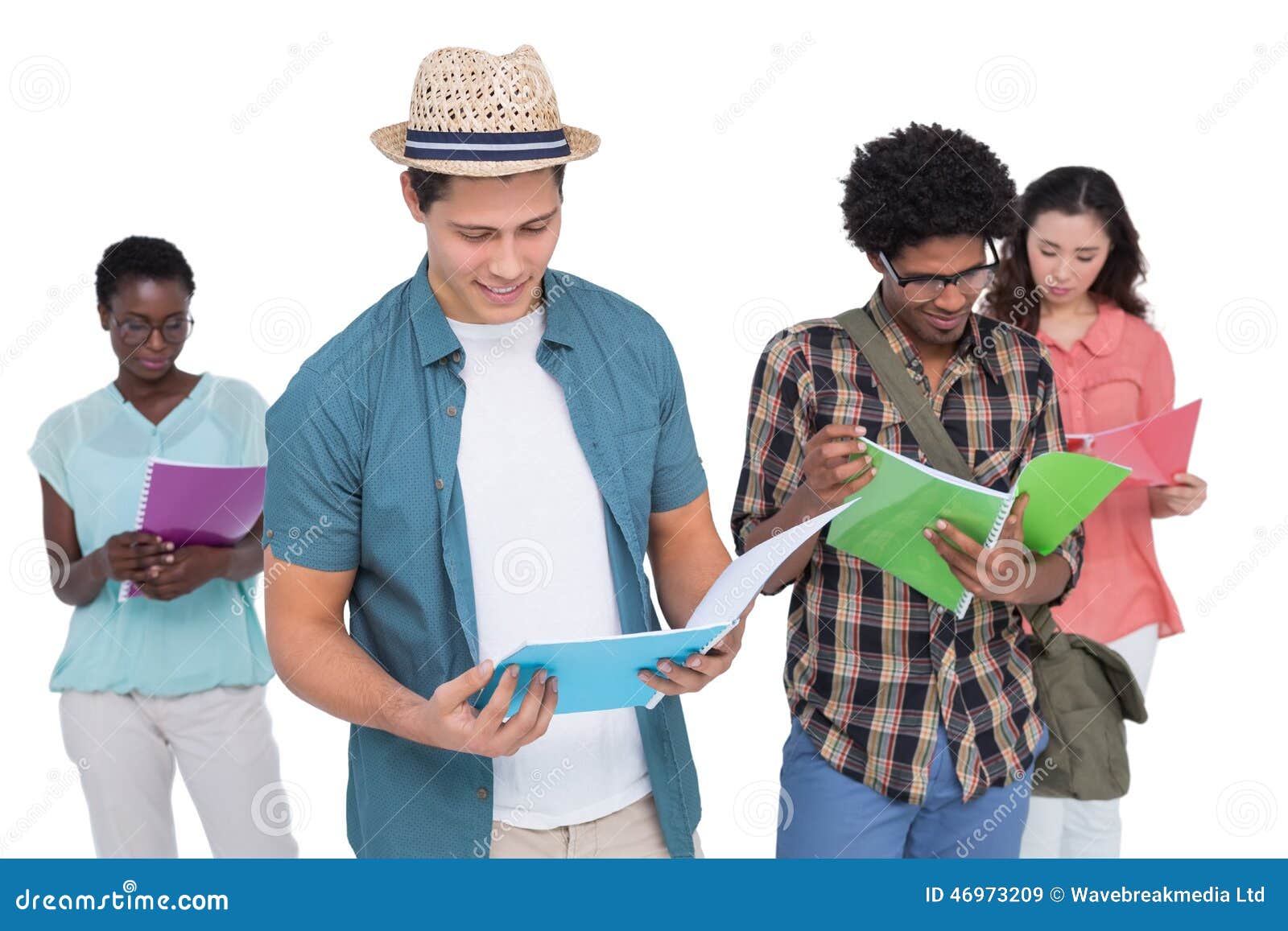 Stylish Students Smiling at Camera Together Stock Image - Image of male ...