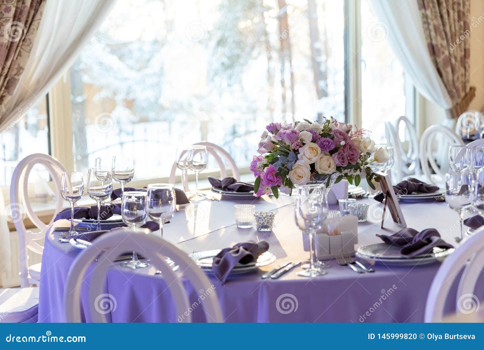Stylish Table Appointments of a Wedding Lunch Stock Photo - Image of ...