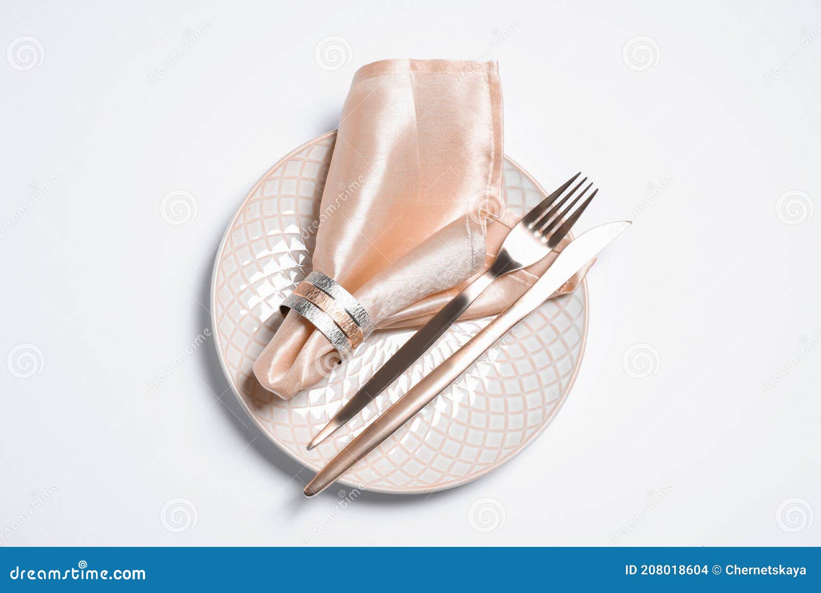 Stylish Table Setting on White Background, Top View Stock Photo - Image ...