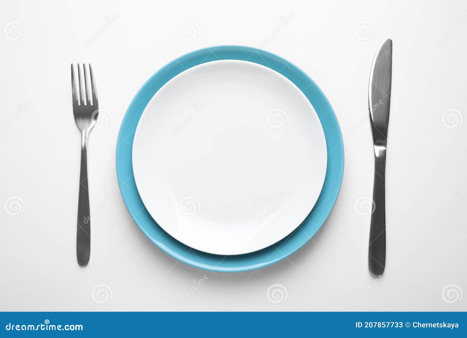 Stylish Table Setting on White Background, Top View Stock Image - Image ...