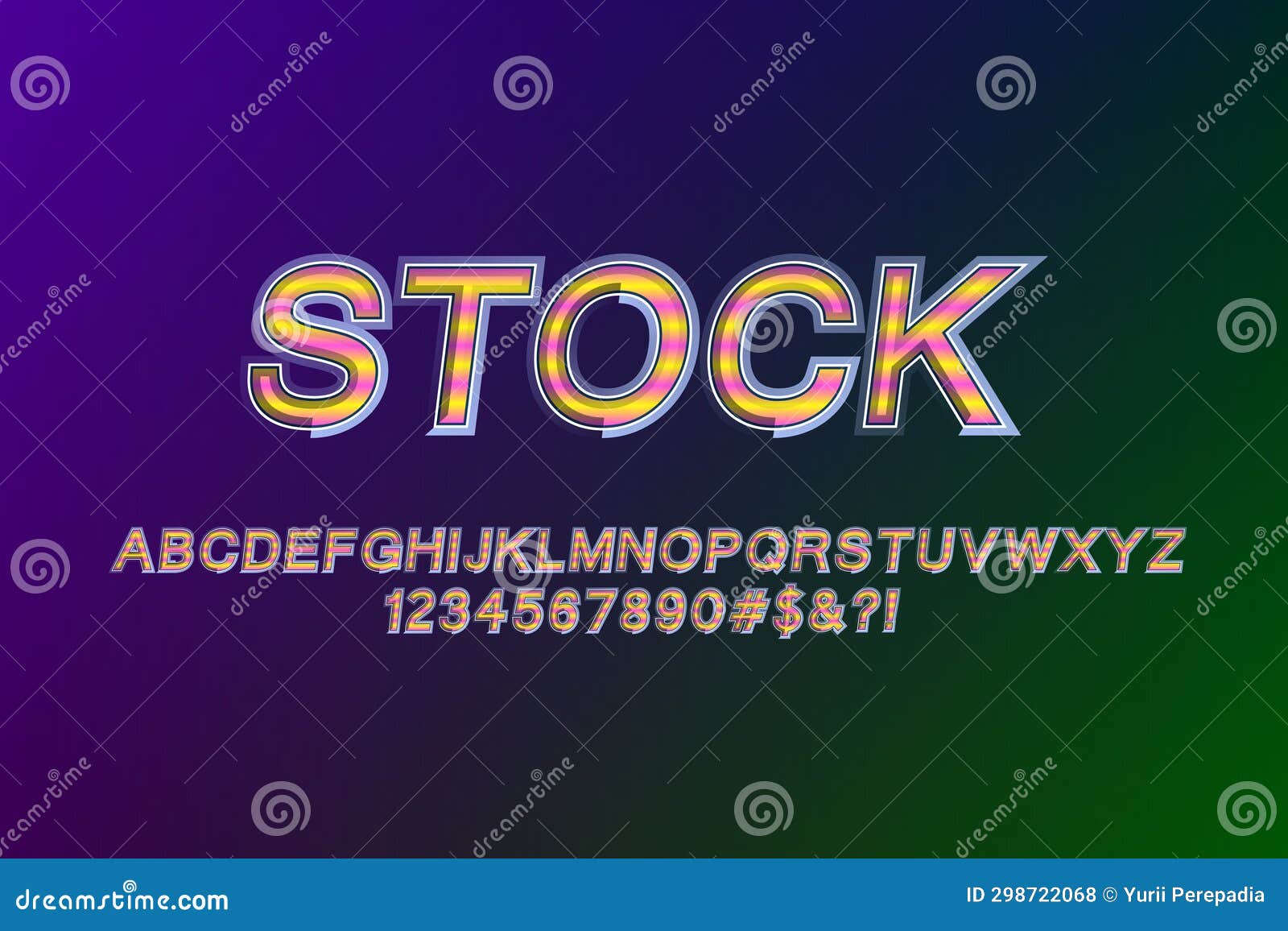 Stylish Technicolor Alphabet and Numbers. Typography Font Style for ...
