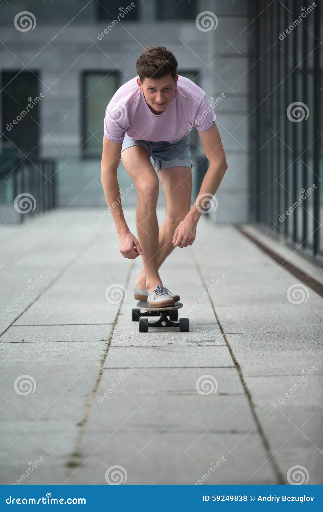 Stylish Teenager Riding a Longboard Stock Photo - Image of longboarding ...