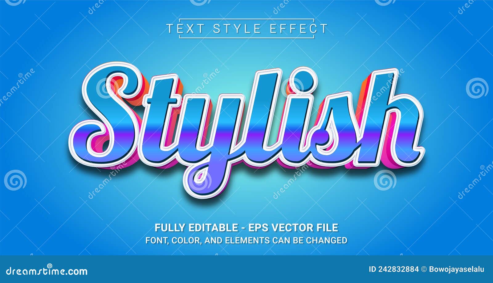 Stylish Text Style Effect. Editable Graphic Text Template Stock Vector ...