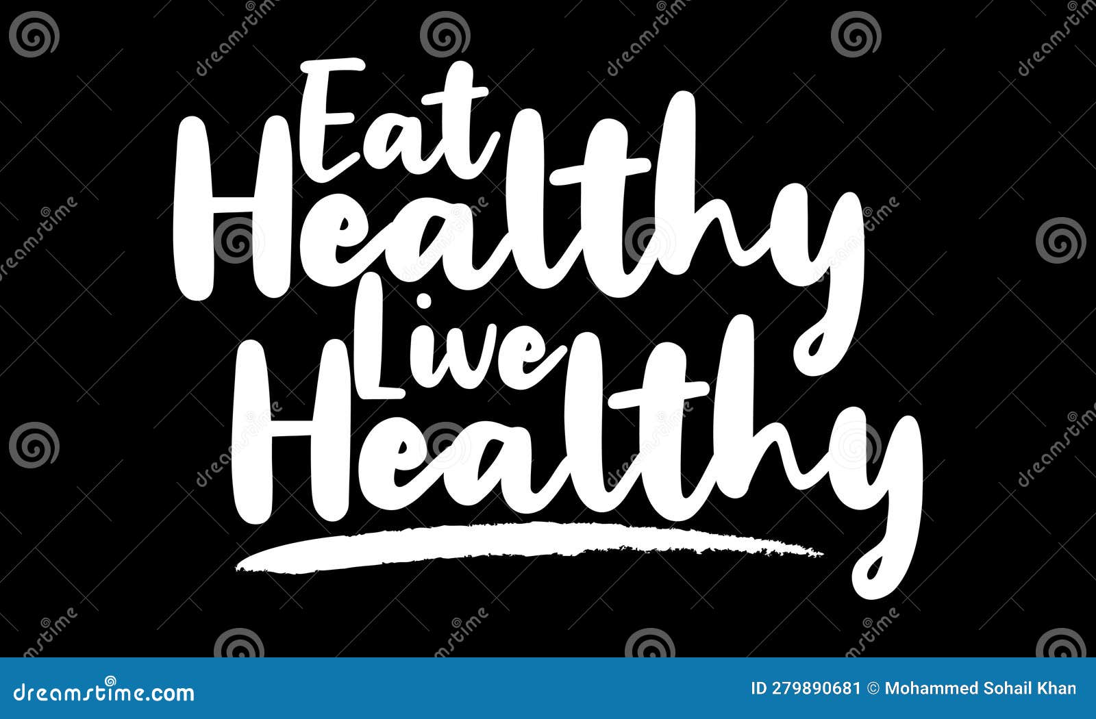 Eat Healthy Live Healthy Stylish Text Typography Lettering Phrase ...