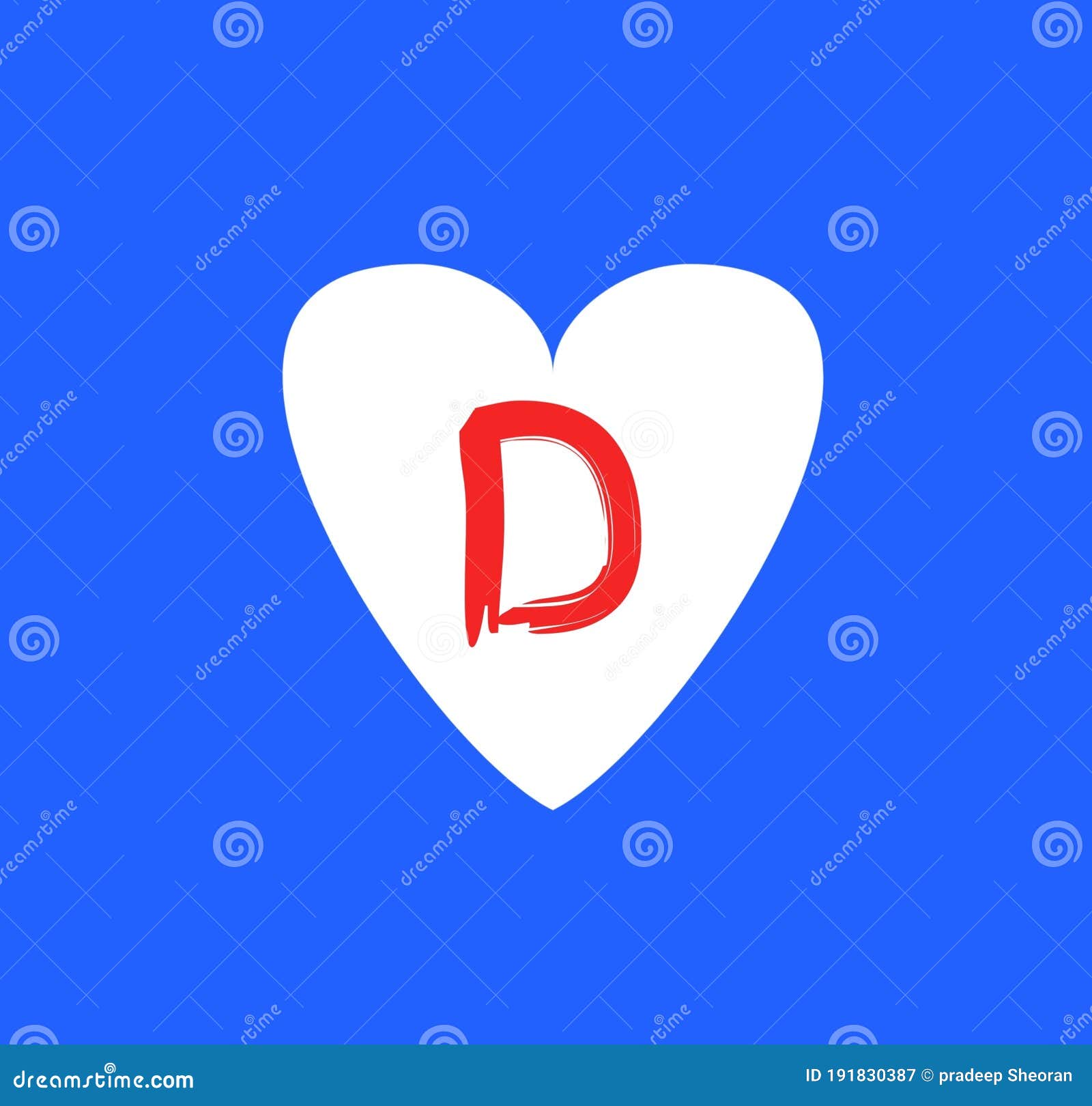 Stylish Texture Image of Red D Alphabet on White Heart Stock ...
