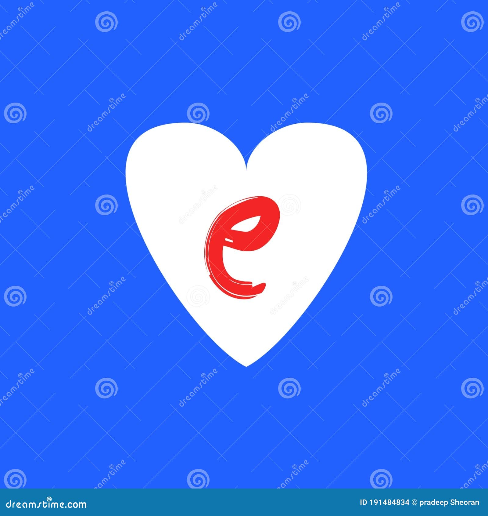 Stylish Texture Image of Red E Alphabet on White Heart Stock ...