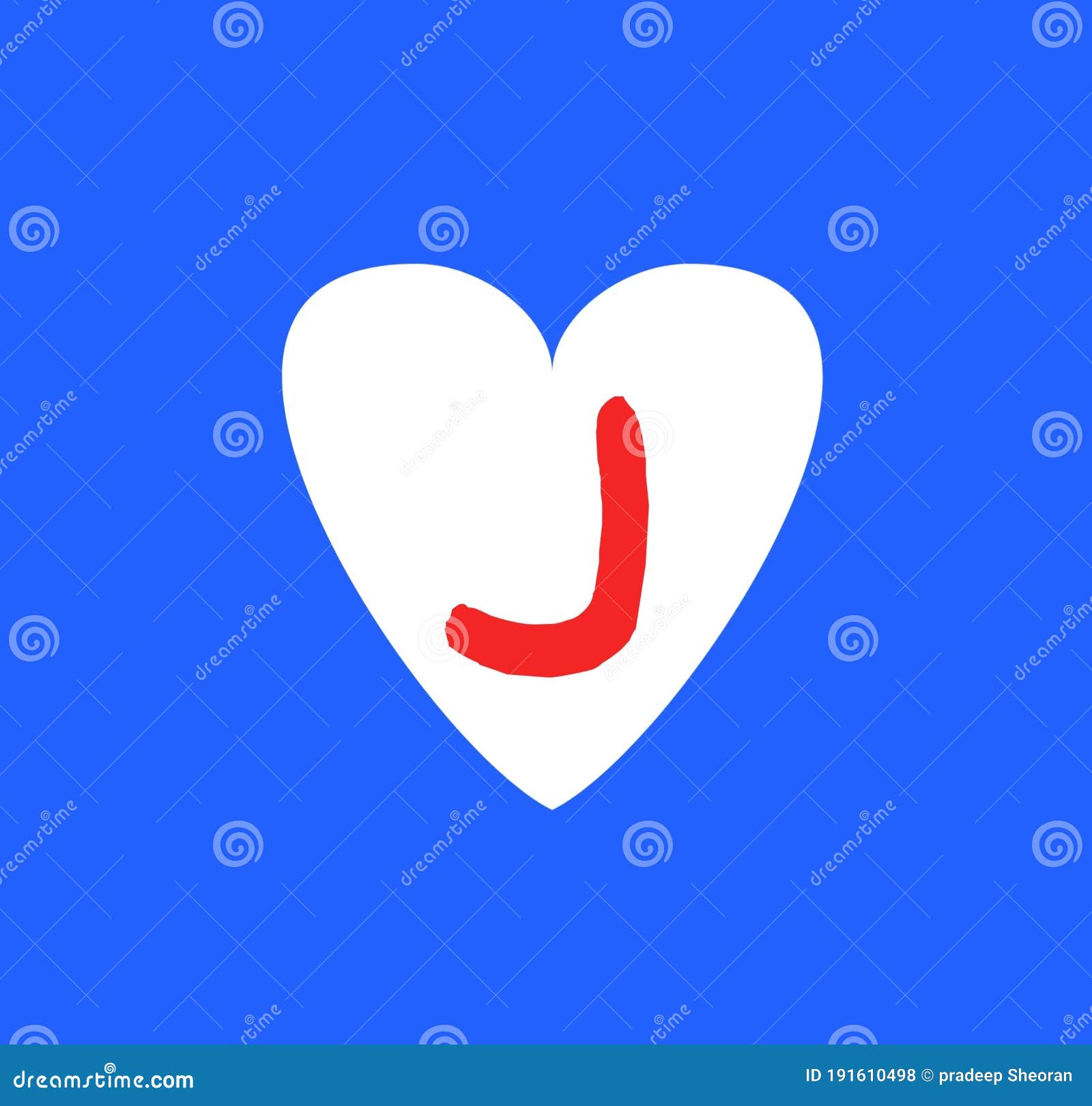 Stylish Texture Image of Red J Alphabet on White Heart Stock ...