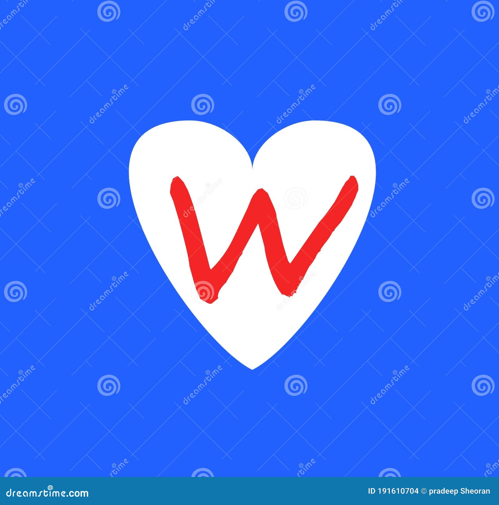 Stylish Texture Image of Red W Alphabet on White Heart Stock ...