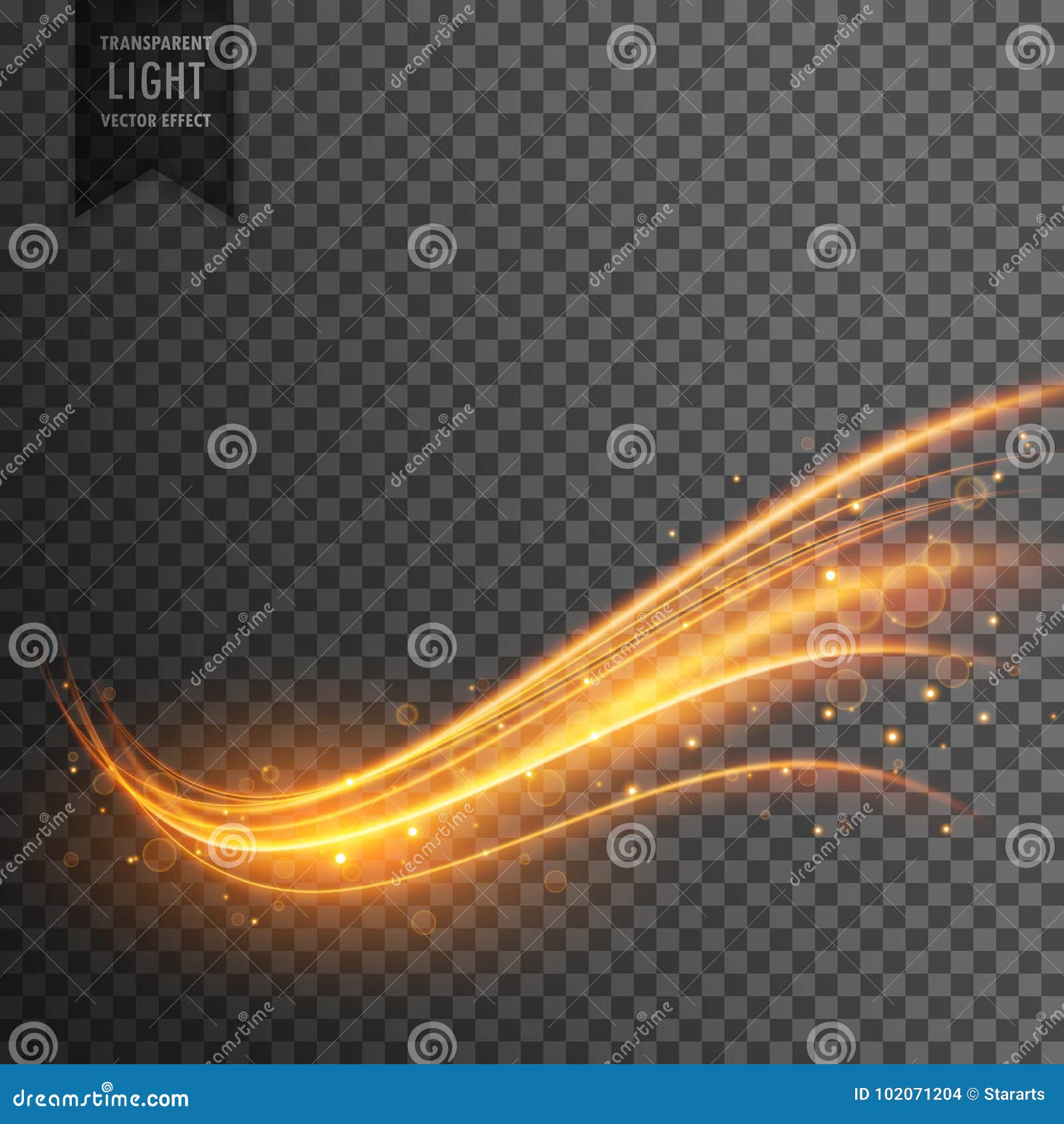 Stylish Transparent Light Effect in Wavy Shape with Trail and Sp Stock ...