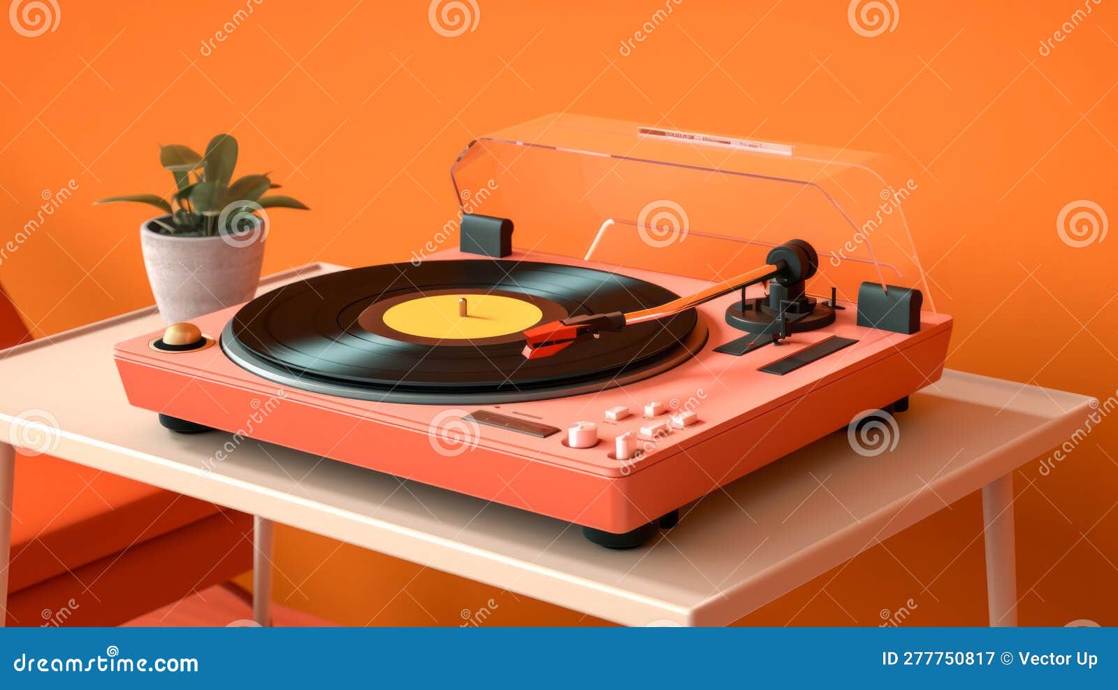 Stylish Turntable with Vinyl Record on Table. Generative AI Stock ...