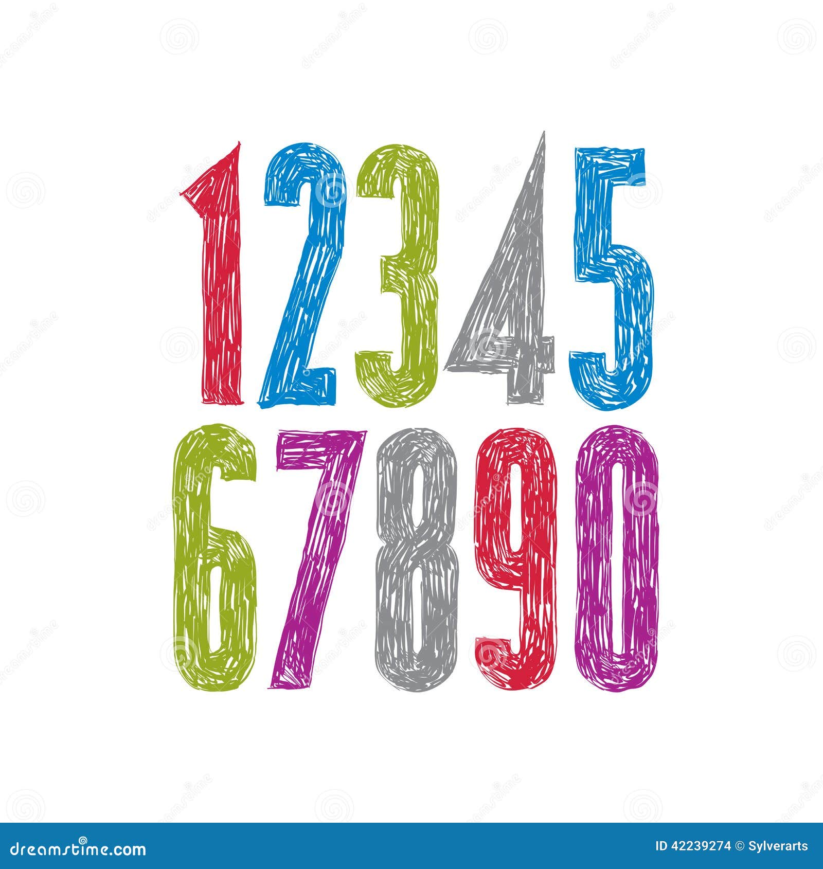 Set Of Digits Handwritten Isolated On White Background. Hand Drawn ...