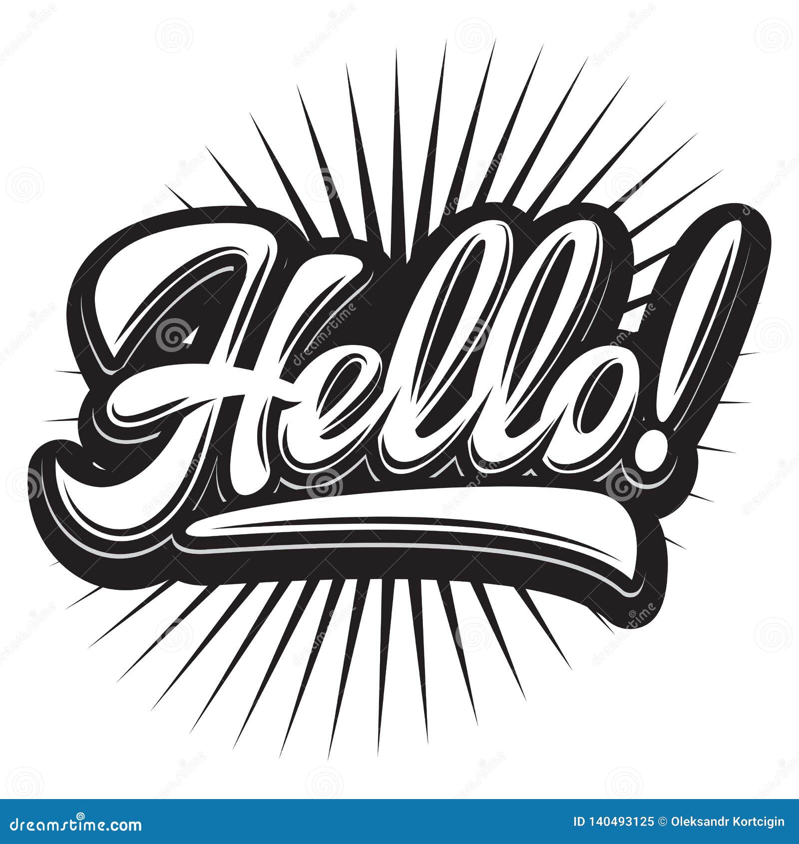 Stylish Vector Illustration with Hello Lettering Calligraphy Stock ...