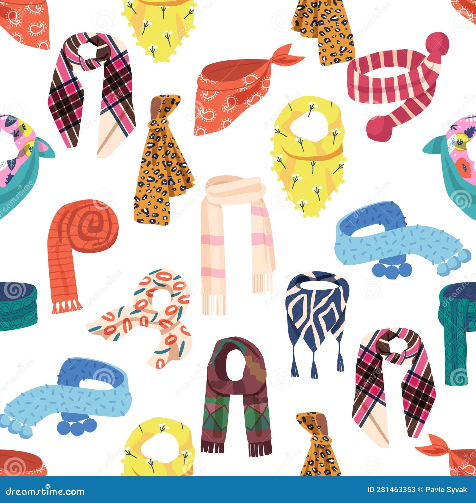 Stylish and Versatile Seamless Pattern Showcases Collection of Scarves ...