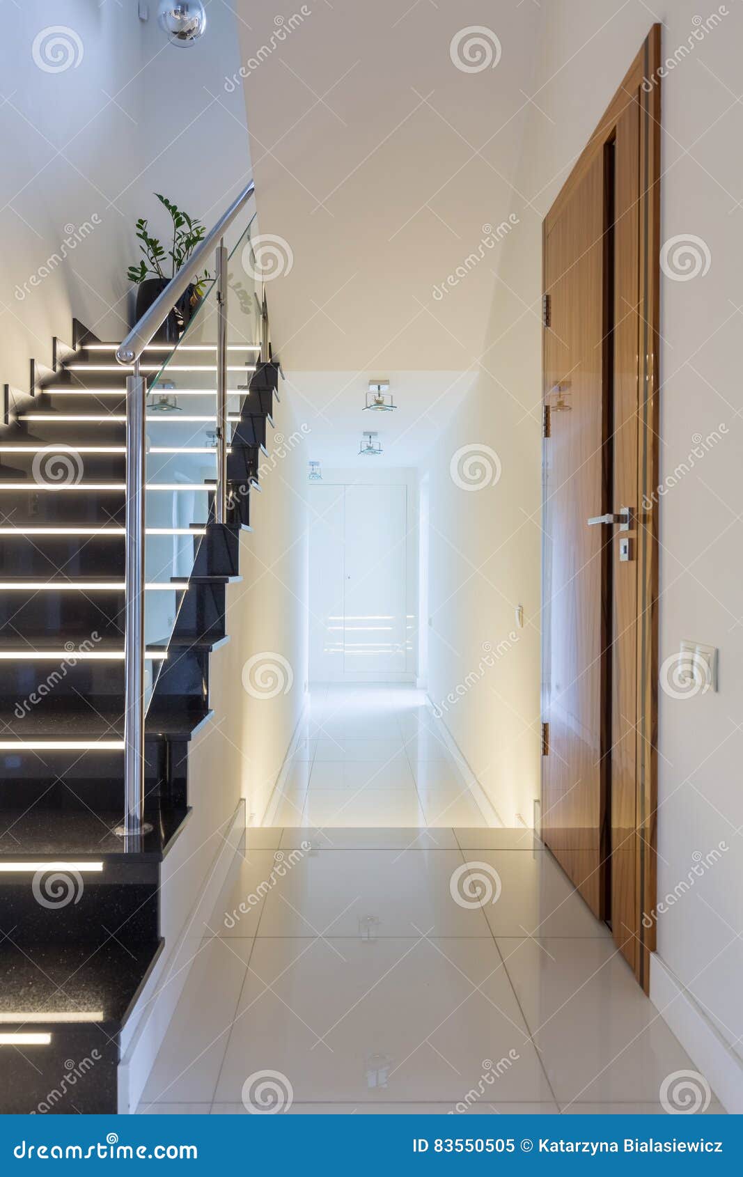 Stylish villa corridor stock image. Image of architecture - 83550505