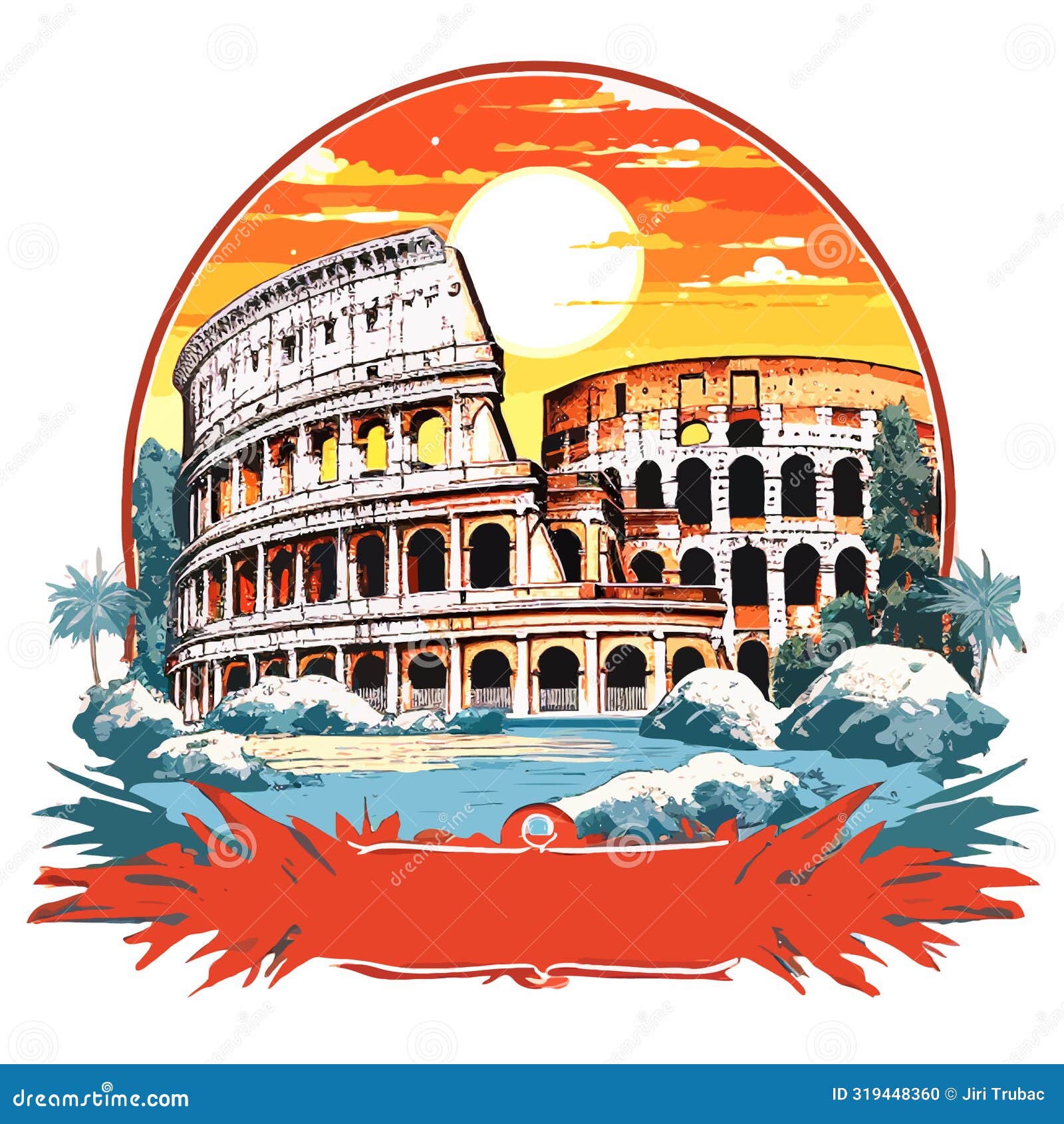 Stylish Vintage Label with Colosseum in Rome Stock Illustration ...