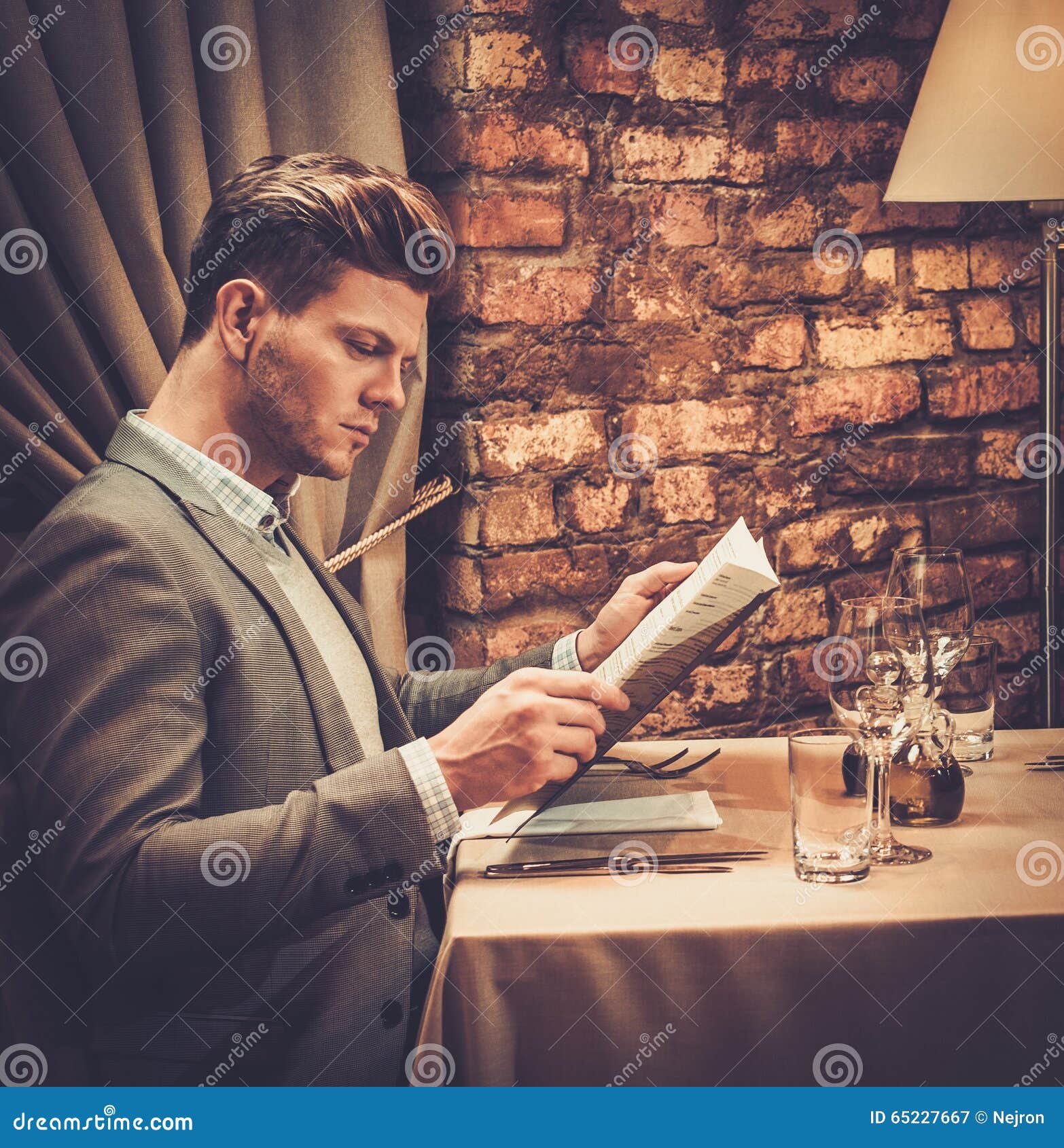 Stylish Wealthy Man with Menu Stock Image - Image of choose, lunch ...
