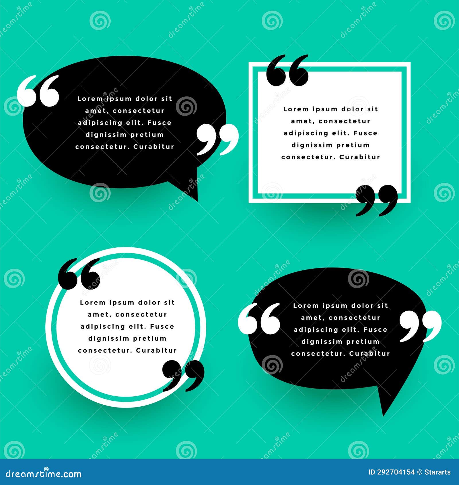 Stylish Web Quotation Mark Template in Set for Comment or Remark Stock ...