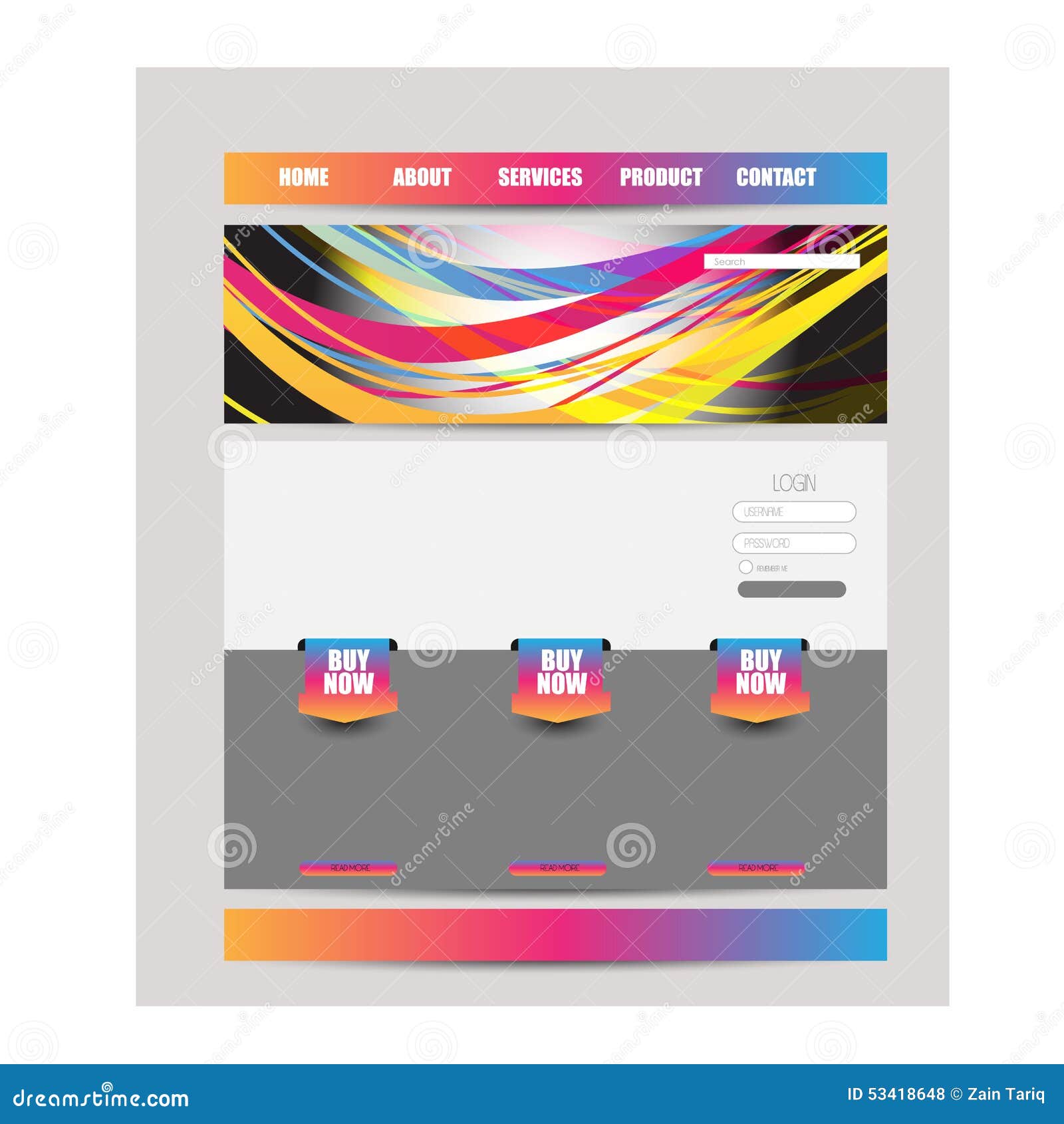 Stylish Website Template - Portfolio Layout Stock Vector - Illustration ...