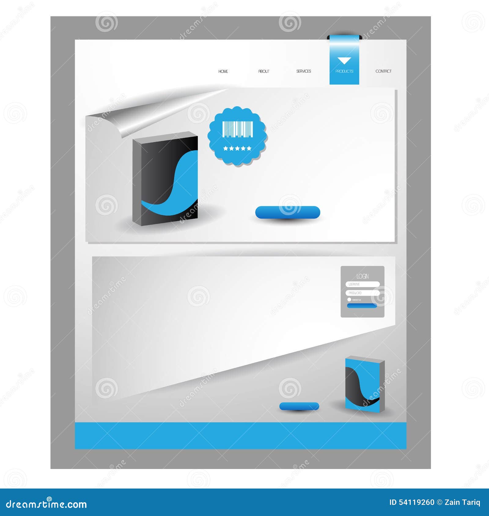 Stylish Website Template - Portfolio Layout Stock Vector - Illustration ...