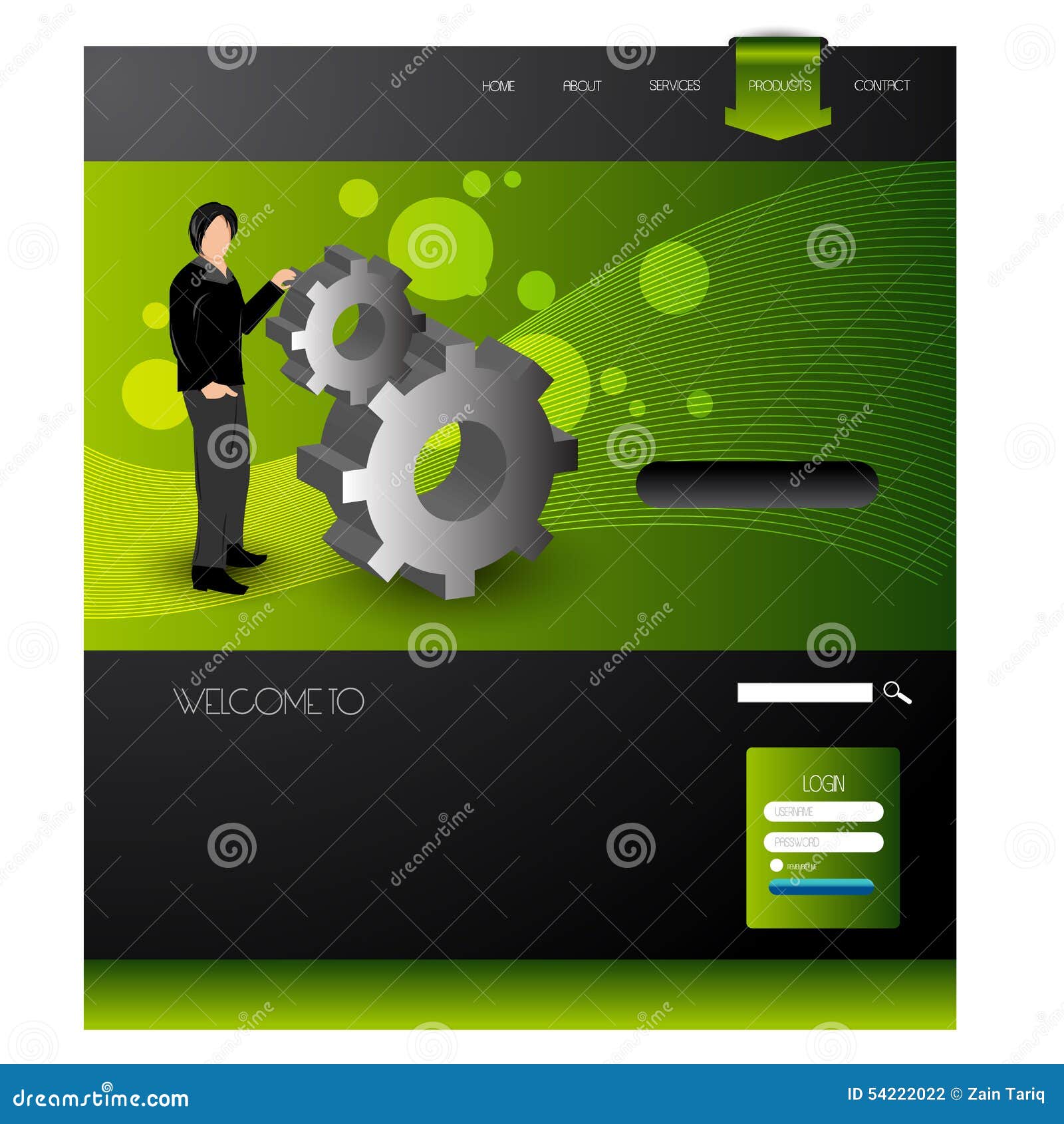 Stylish Website Template - Portfolio Layout Stock Vector - Illustration ...