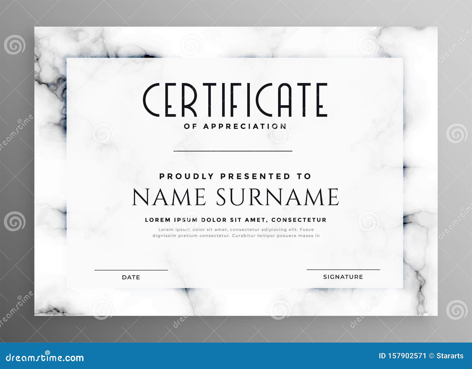 Stylish White Certificate Design with Marble Texture Stock Vector ...