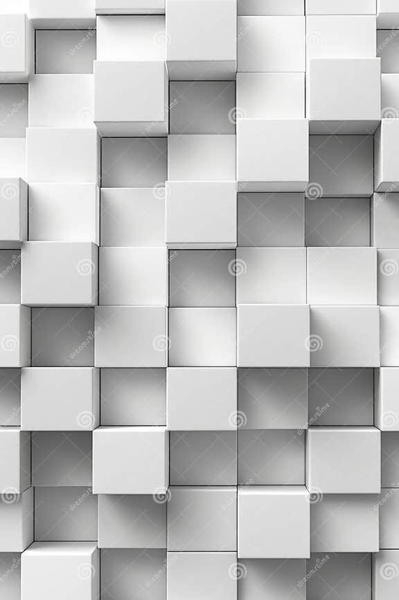 Stylish White Cube Boxes Arranged in a Random Offset Pattern, Creating ...