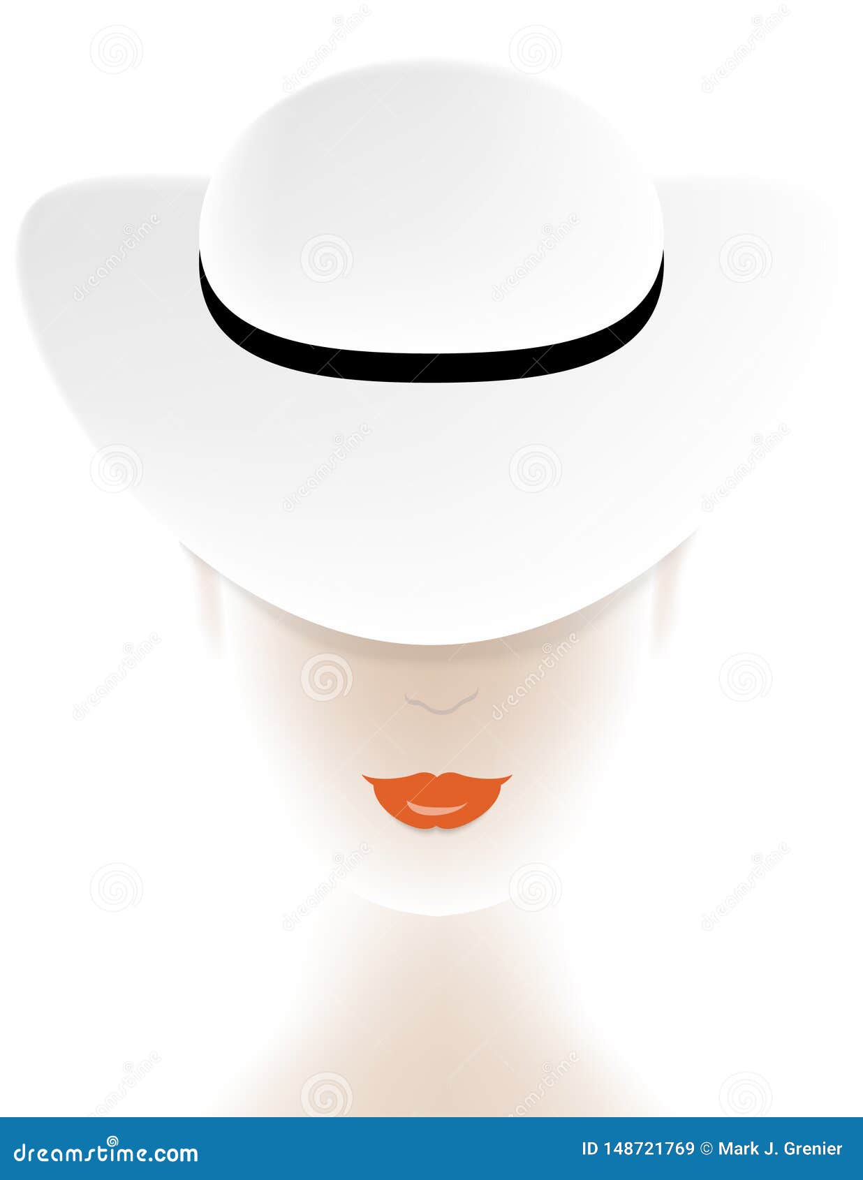 A Girl in a Stylish White Hat Stock Vector - Illustration of face ...