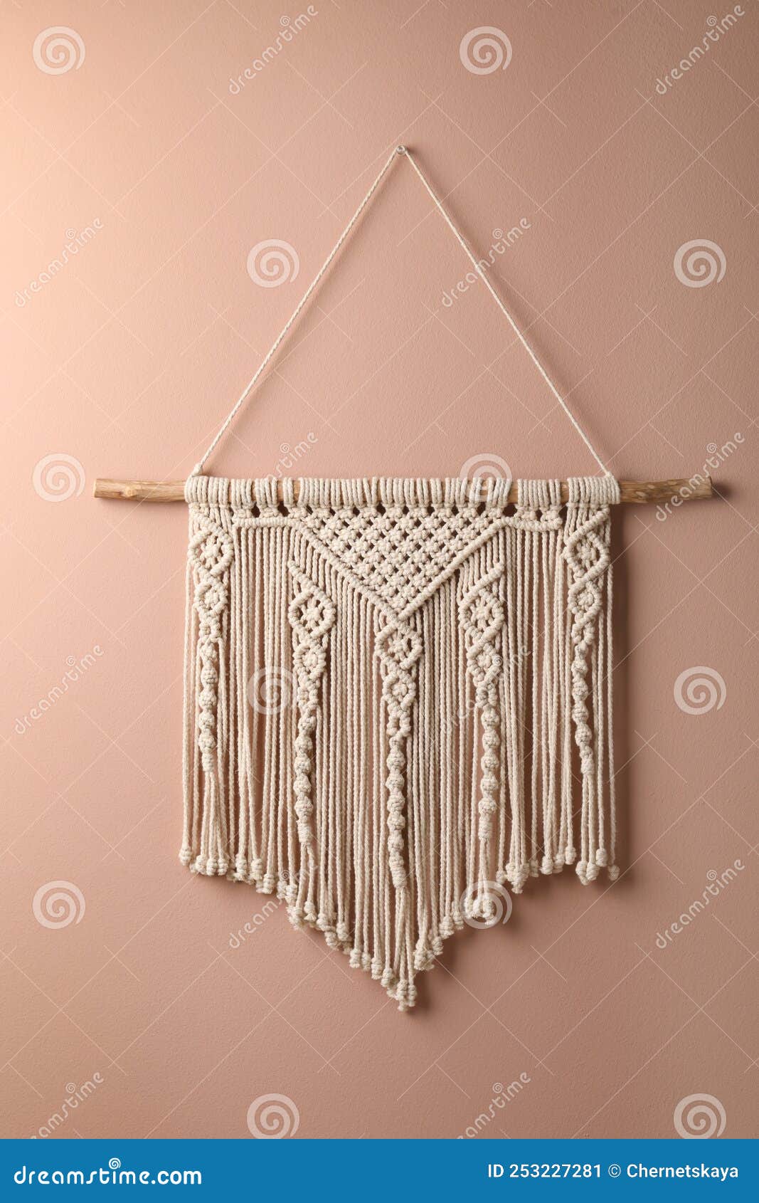 White Macrame Decoration On White Structure Wall Royalty-Free Stock ...