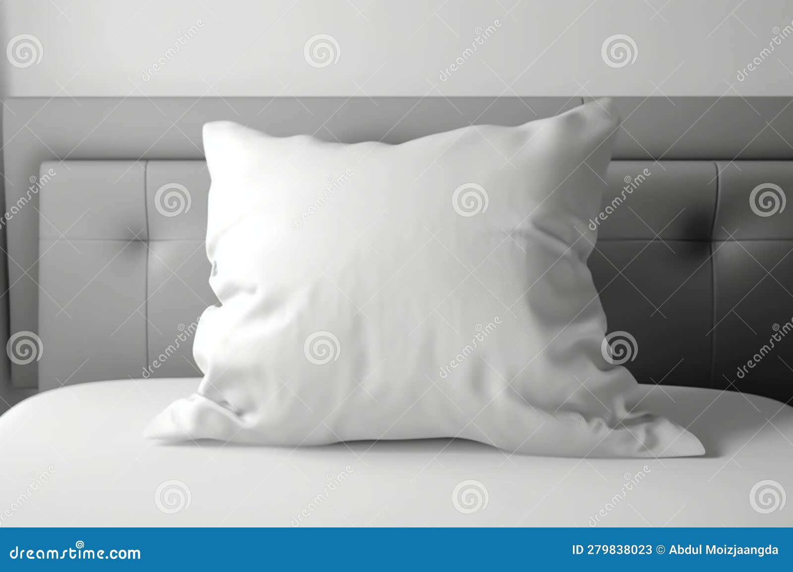 Stylish White Pillow Case Mockup Showcased on Bed, Front View Stock ...