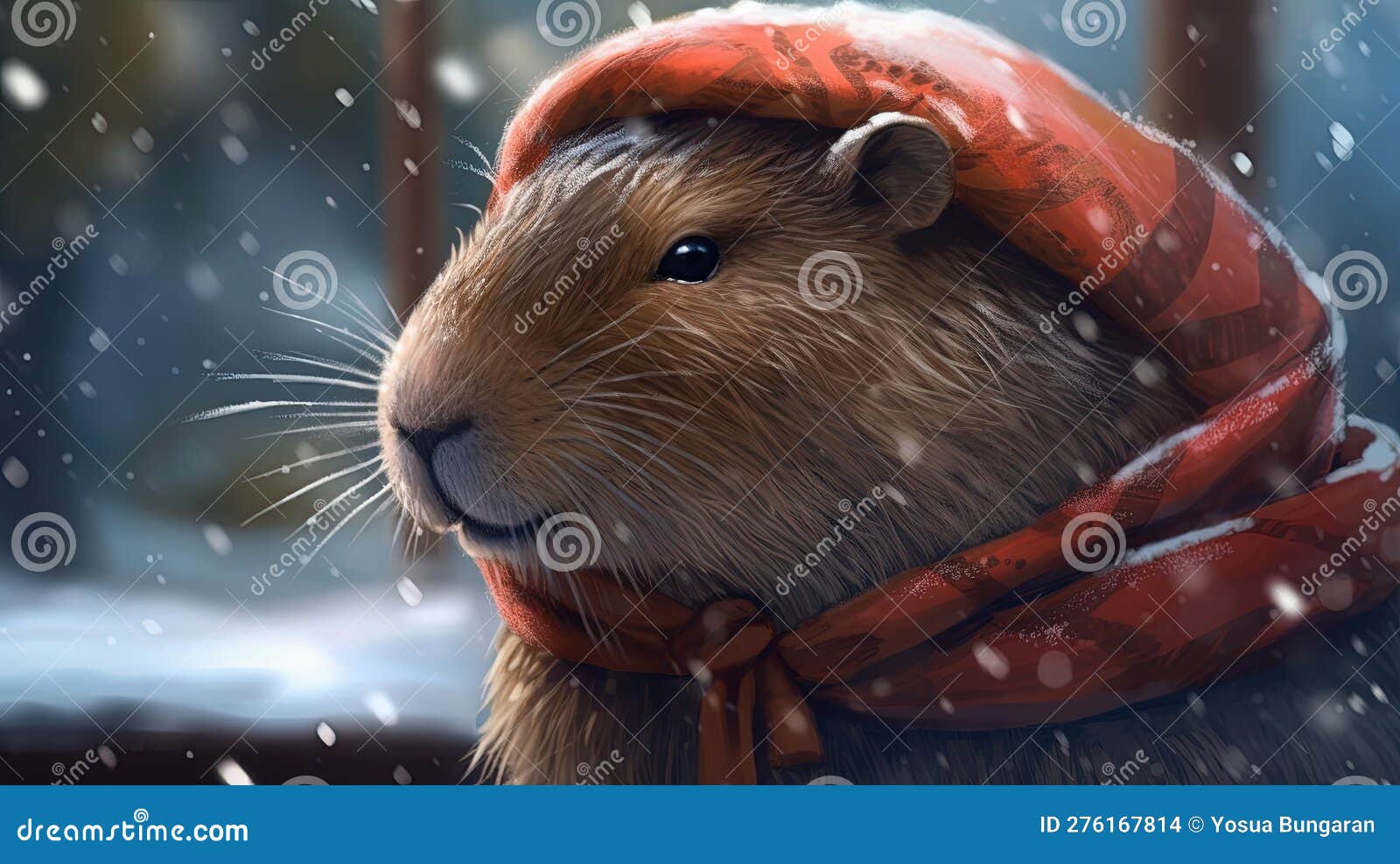 Stylish Winter Capybara, Digital Art Illustration, Generative AI Stock ...