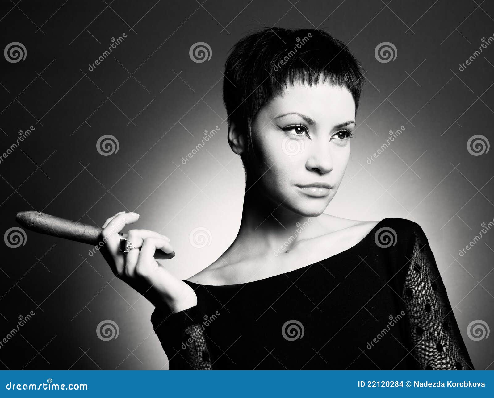 Stylish woman with cigar stock photo. Image of looking - 22120284