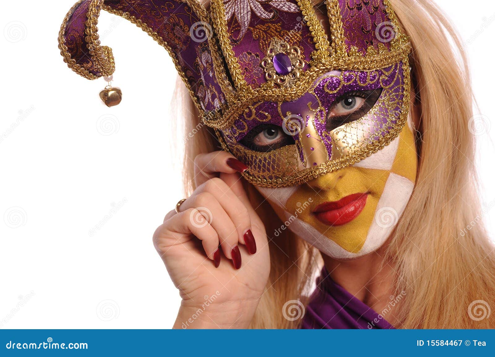 Stylish Woman in the Half Mask Stock Image - Image of color, beauty ...