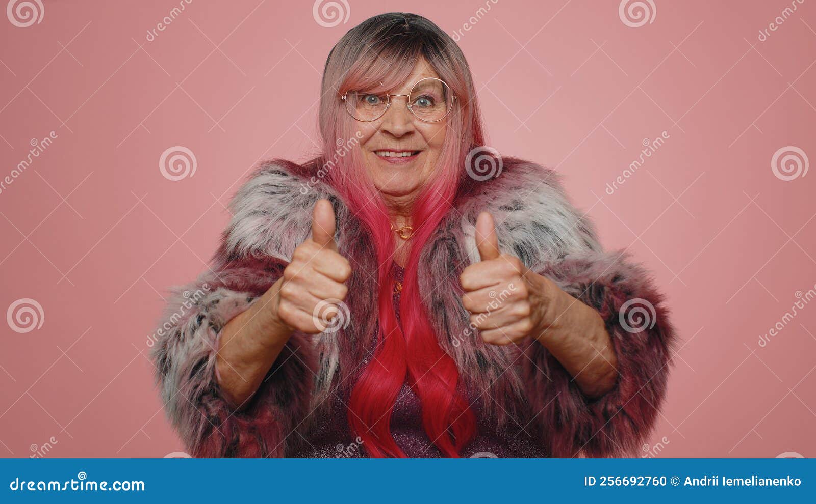 Stylish Woman Raises Thumbs Up Agrees Or Gives Positive Reply