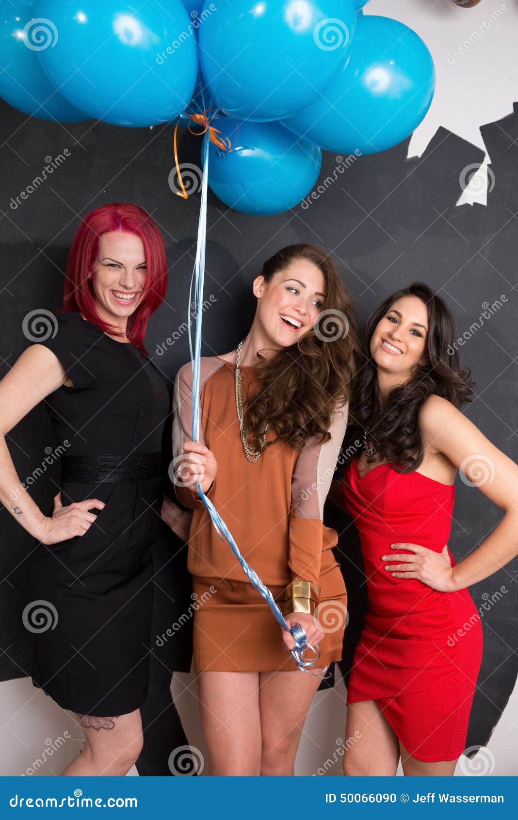 Stylish Women with Balloons Stock Photo - Image of beautiful, hide ...