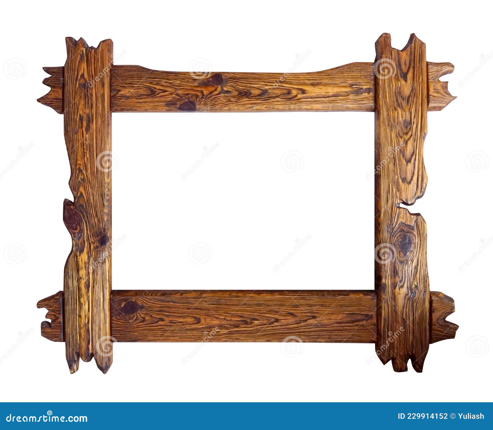 Stylish Wooden Frame Isolated on White Background. Made of Pine. Mockup ...