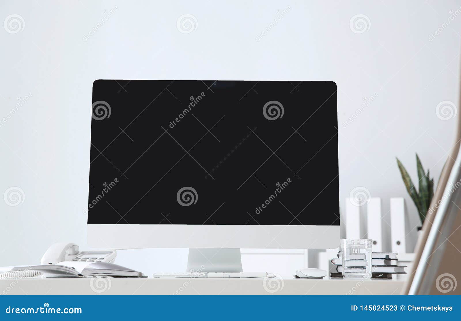 Stylish Workplace with Modern Computer Stock Image - Image of office ...