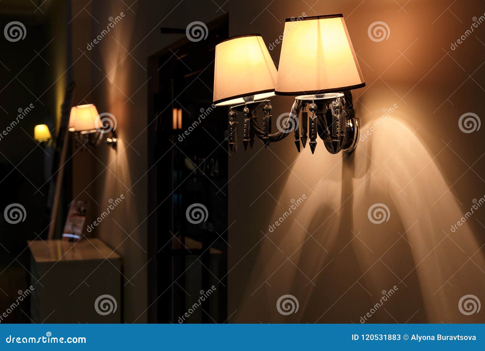 Stylish Yellow Lamp with Warm Light Stock Image - Image of detail ...