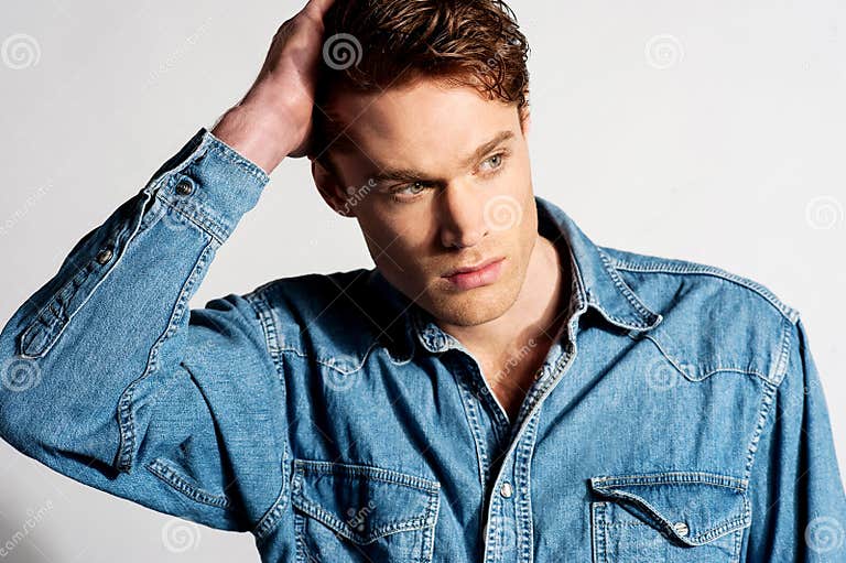 Stylish Young Guy Looking Away Stock Image - Image of single, standing ...