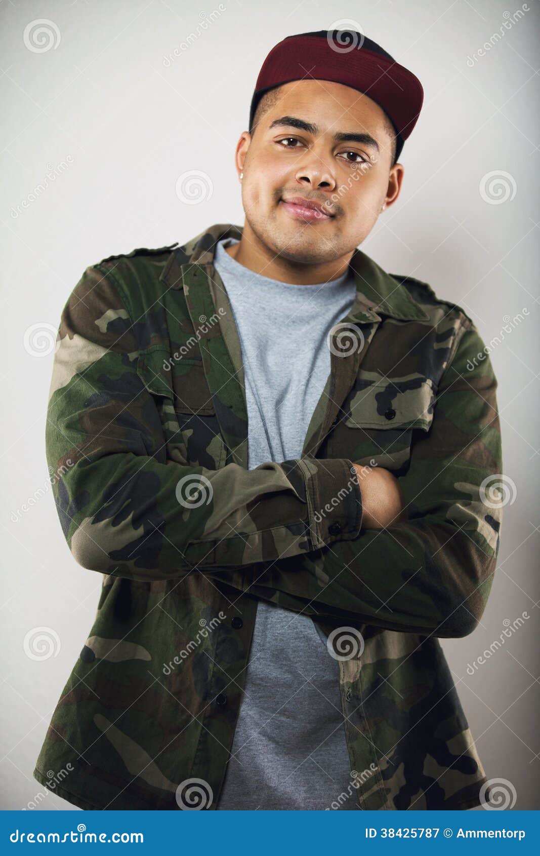 Stylish Young Male Guy Posing with Arms Crossed Stock Image - Image of ...