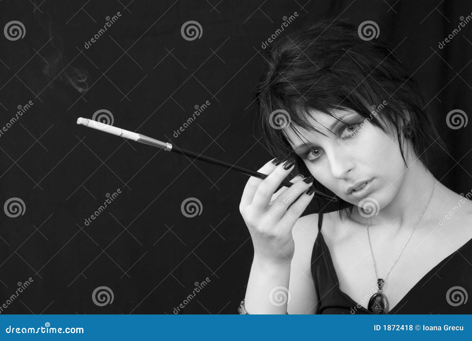 Stylish Young Woman Smoking Stock Photo - Image of dress, makeup: 1872418