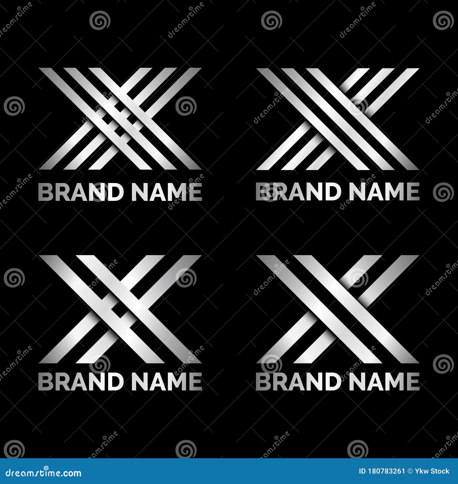 Set of Variation Stylish and Elegant Silver X Logo Stock Vector ...