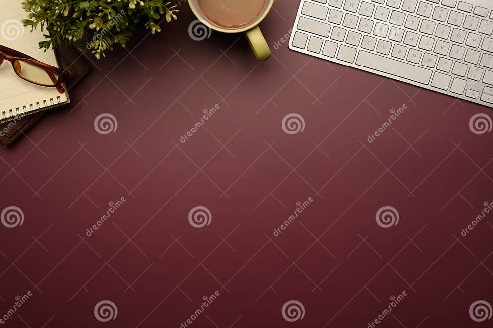 Stylishly Workspace with Keyboard, a Cup of Coffee, Plan Notebook on ...