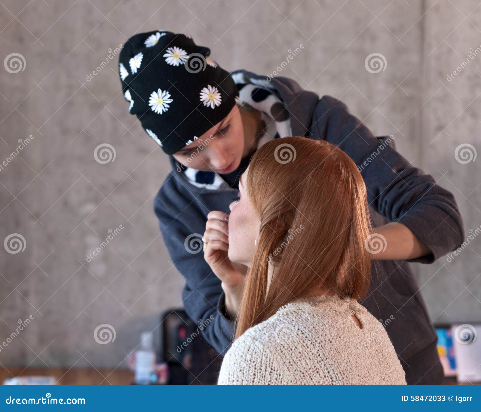 Stylist and model stock image. Image of makeup, care - 58472033