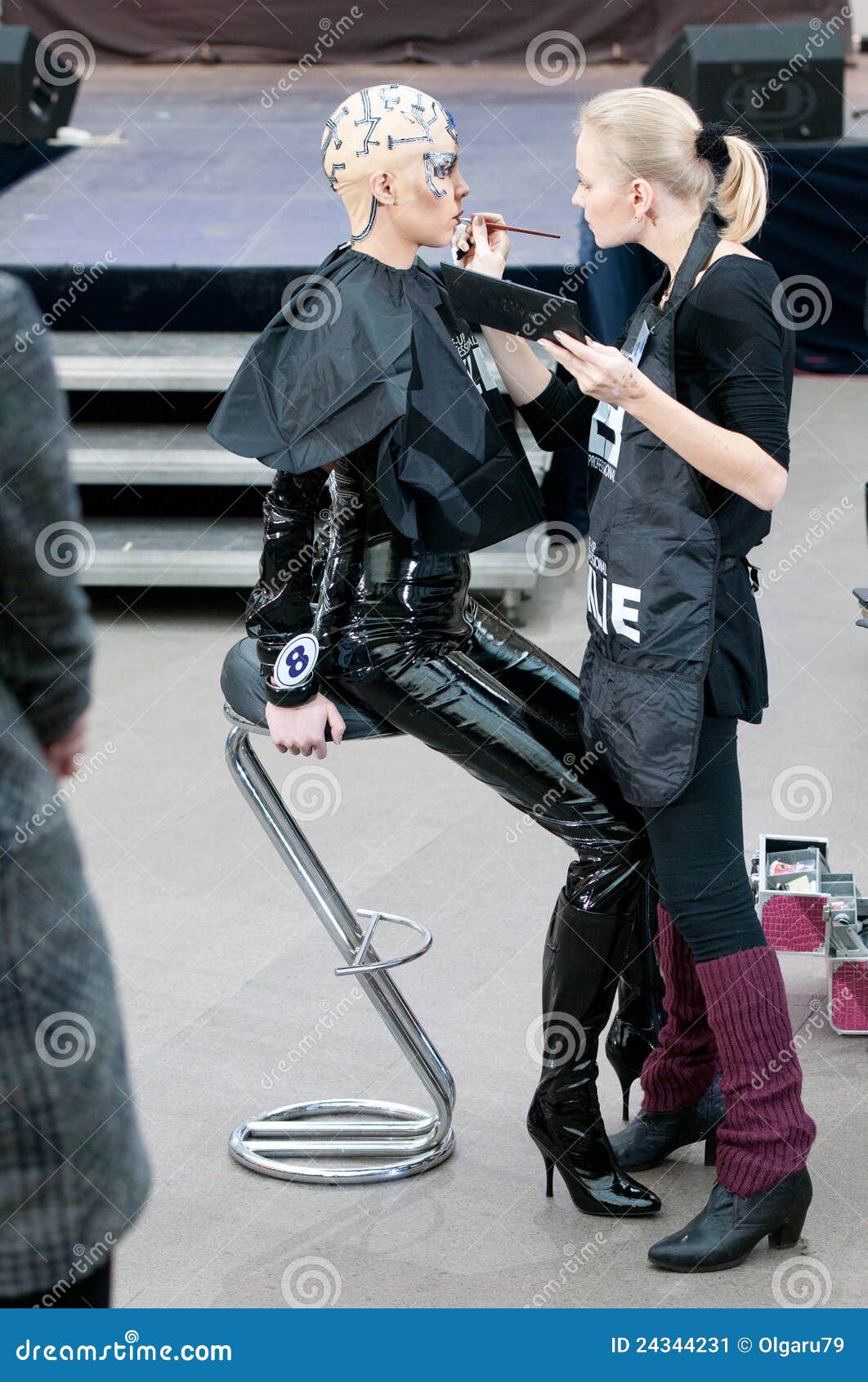 Stylist and Model on Show for Creative Makeup Editorial Photo - Image ...