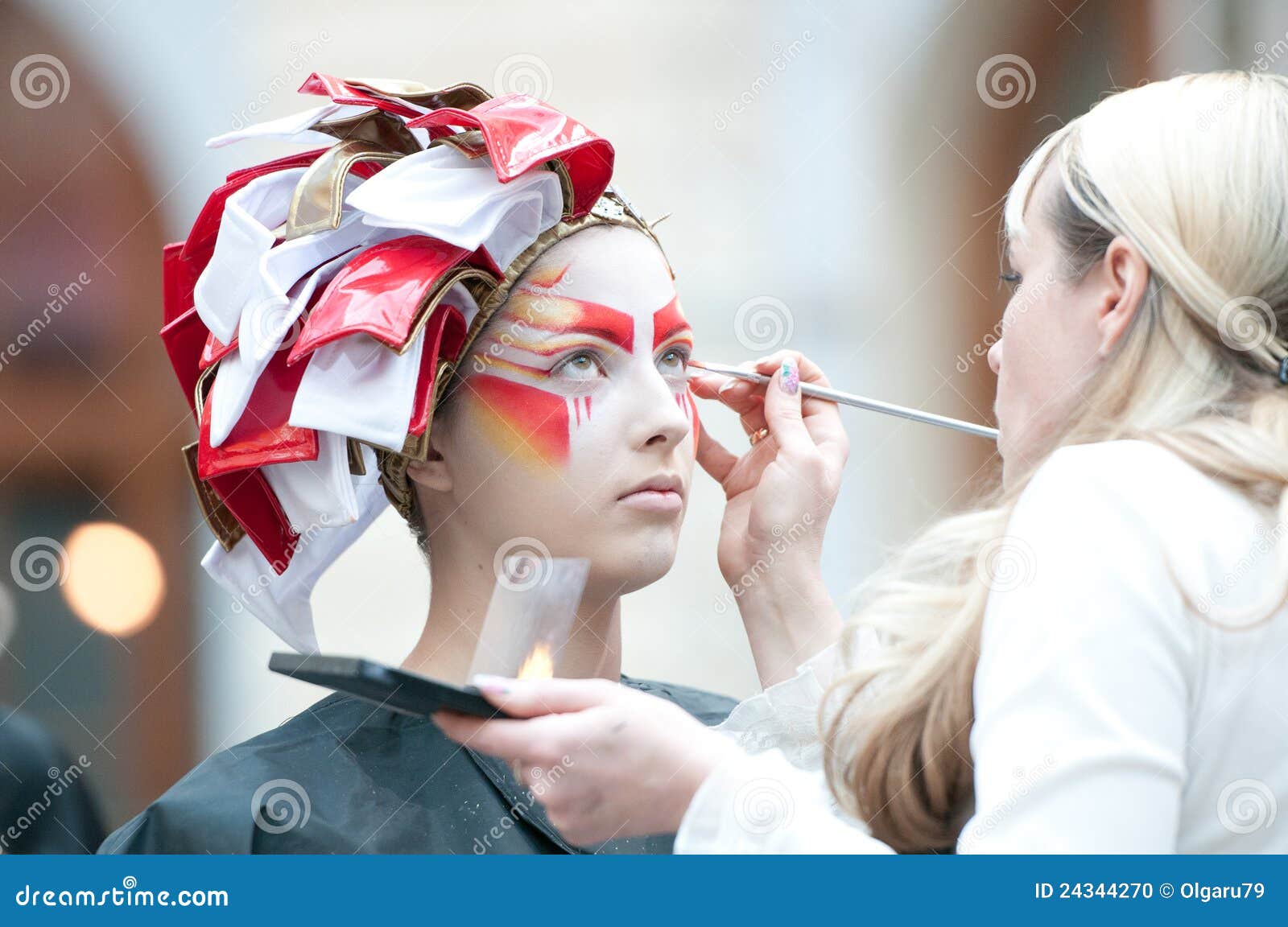 Stylist and Model on Show for Creative Makeup Editorial Image - Image ...